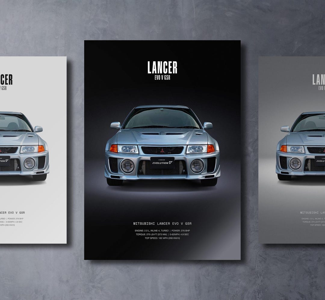 Mitsubishi Lancer Evolution V GSR - Car Poster Print | Automotive Wall ...