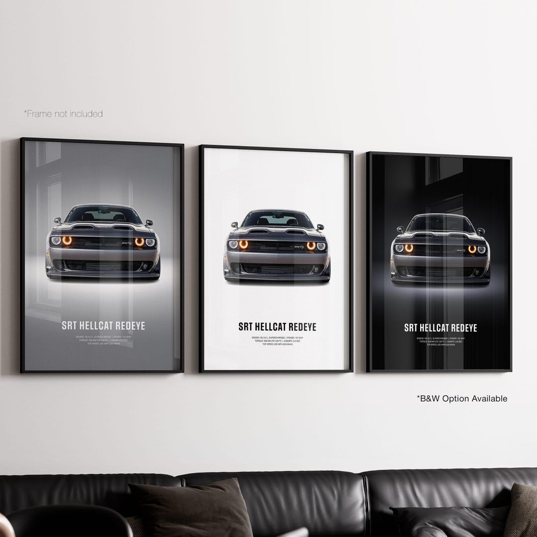 Challenger SRT Hellcat Redeye - Car Poster Print | Automotive Wall Art ...