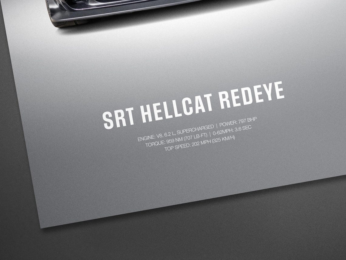 Challenger SRT Hellcat Redeye - Car Poster Print | Automotive Wall Art ...