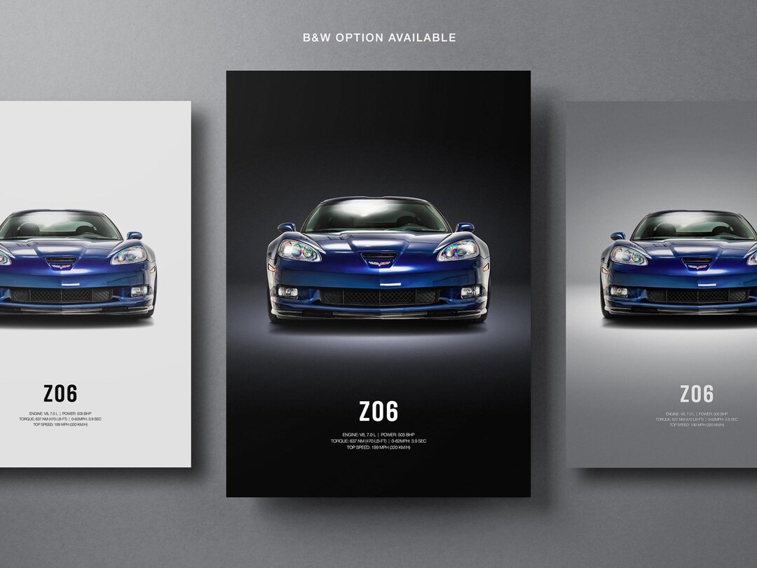 Chevrolet Corvette Z06 C6 - Car Poster Print | Automotive Wall Art ...