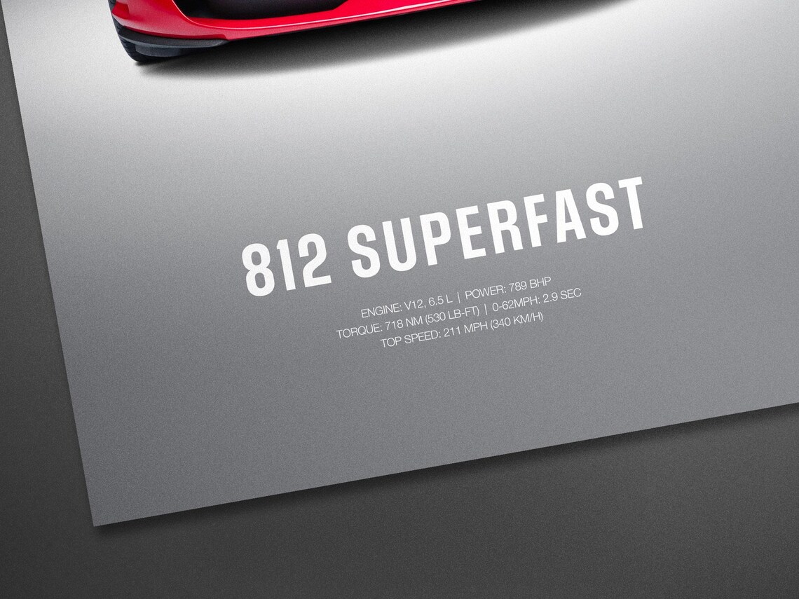 Ferrari 812 Superfast - Car Poster Print | Automotive Wall Art | Car ...
