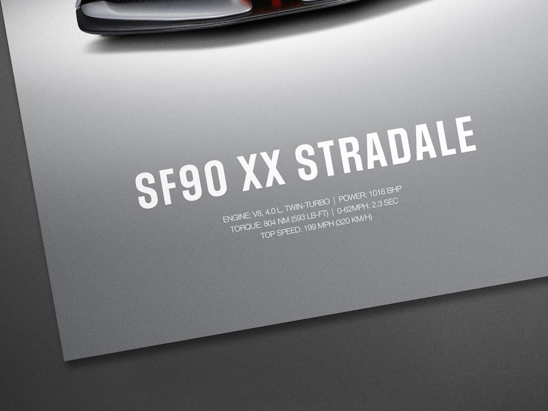Ferrari SF90 XX Stradale - Car Poster Print | Automotive Wall Art | Car ...