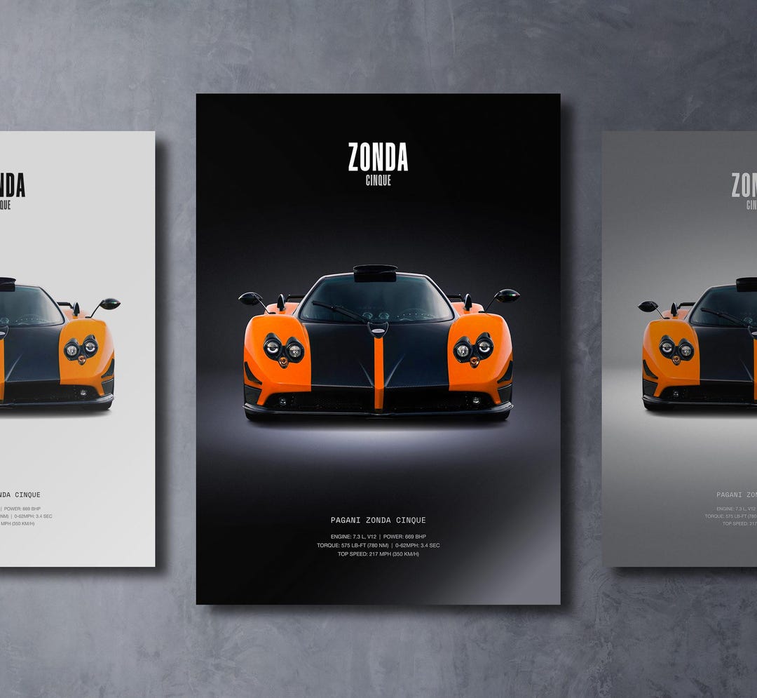 Pagani Zonda Cinque - Car Poster Print | Automotive Wall Art | Car ...