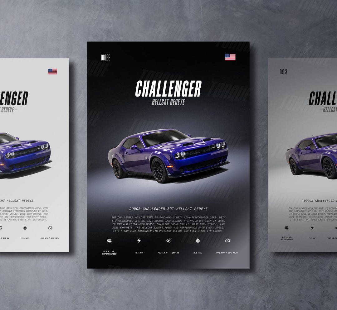 Challenger Hellcat Redeye - Car Poster Print | Automotive Wall Art ...