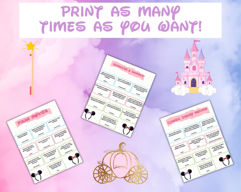Disney Trivia Game, Pixar Trivia Game, Family Party Fun, Disney ...
