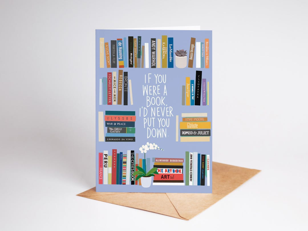 Book Lover Birthday Card, Bibliophile Anniversary Card, Literature Gift ...