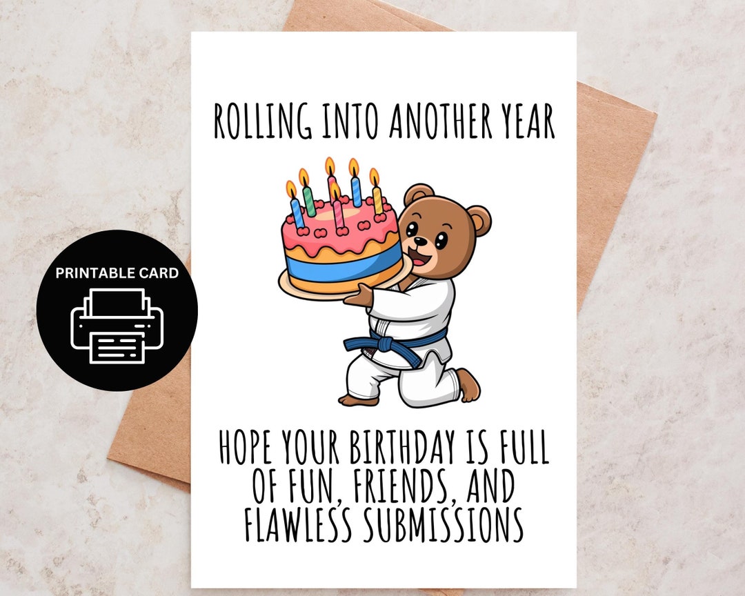 Jiu Jitsu Birthday Card, Taekwondo Card, MMA Birthday, Grappling Gift ...