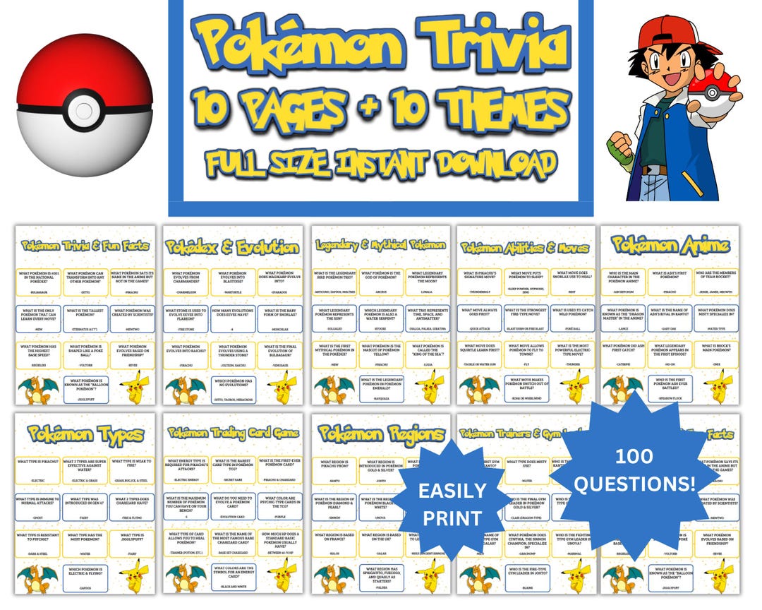 Pokemon Party Game, Kids Trivia Game, Hey You Pikachu, Kids Party ...