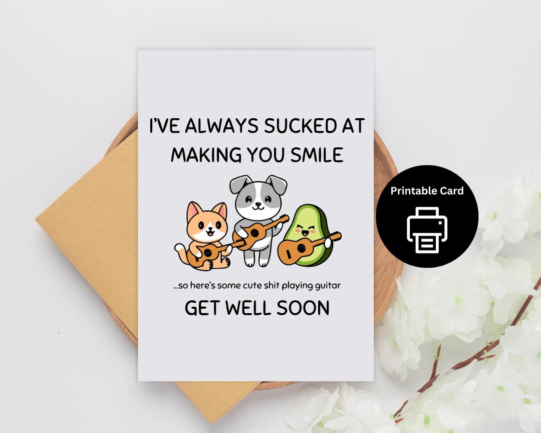 Printable Get Well Soon Card for Friends and Family, Funny Get Well ...