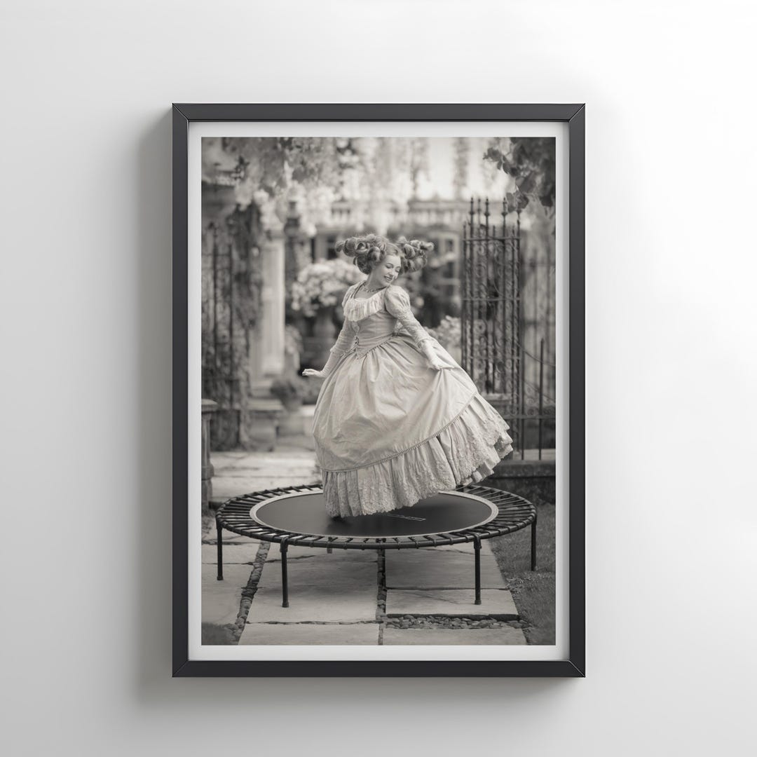 Victorian Era Poster, Trampoline Black and White Art, Victorian Dress ...