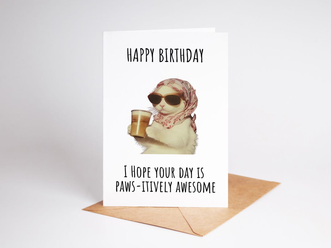 Surrealism Birthday Card, Funny Cat Card, Cat Lover Birthday, Purrfect ...