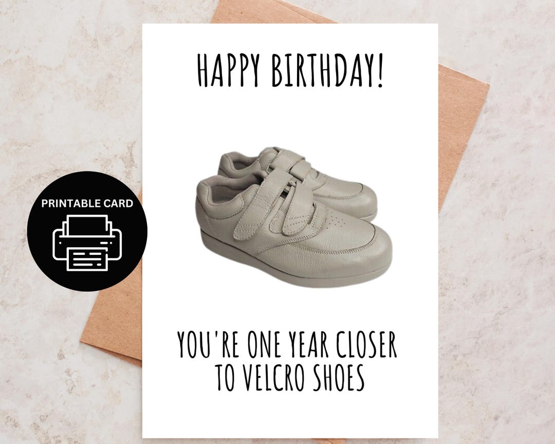 Velcro Shoes Birthday Card, Funny Parent Gift, Funny Mom Dad Birthday ...