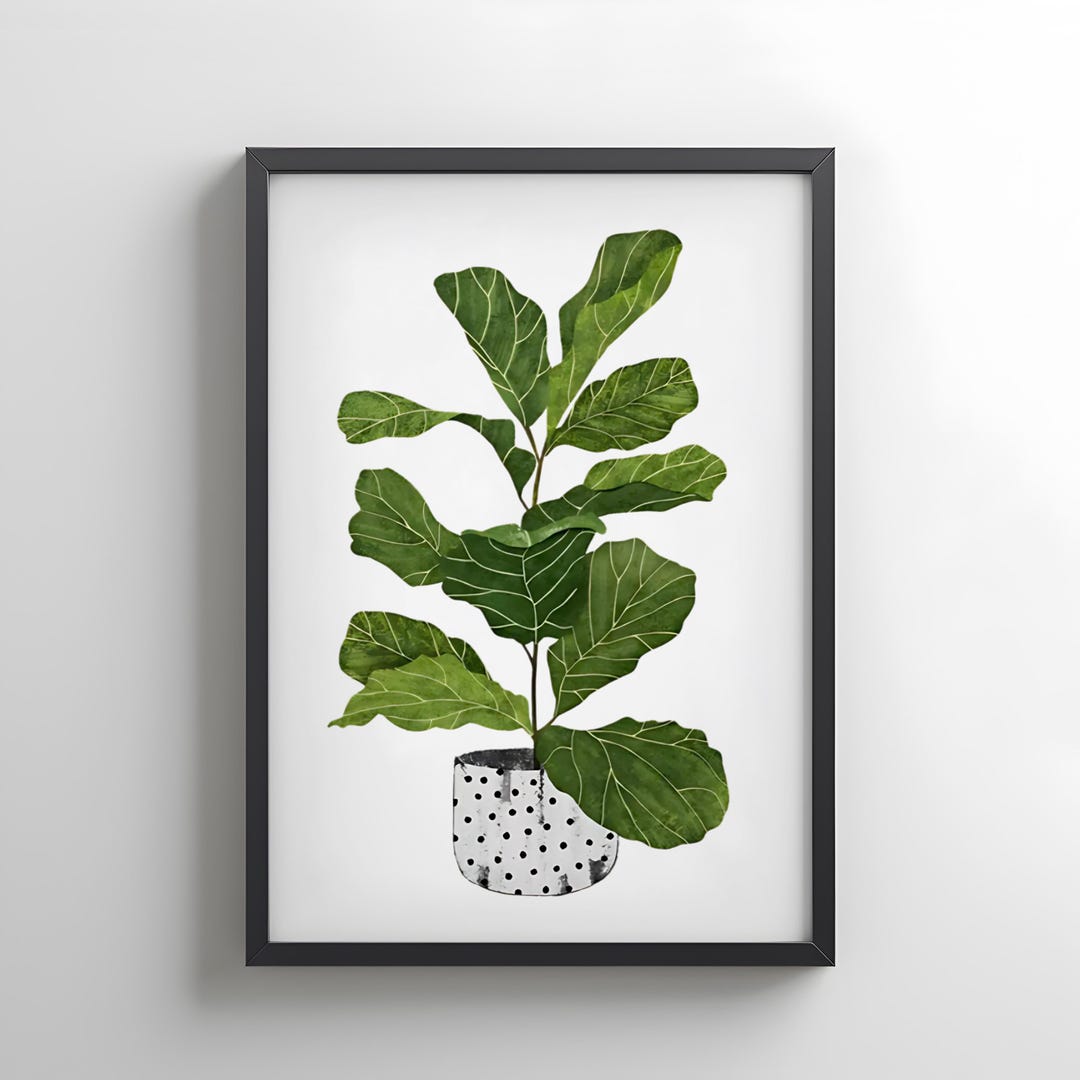 Fiddle Leaf Fig Tree Art, Ficus Lyrata, Watercolor Plant Print ...