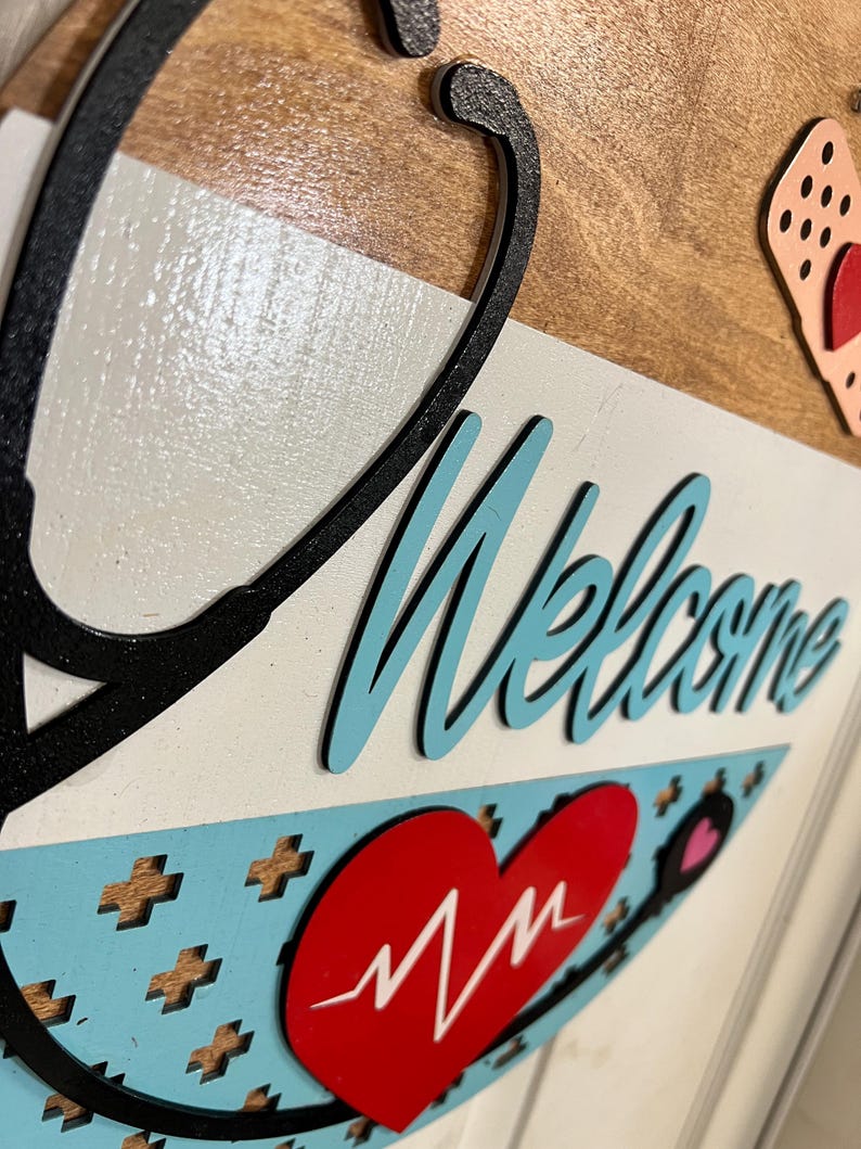 Medical Welcome Door Sign – Nurse Office Decor With Stethoscope ...