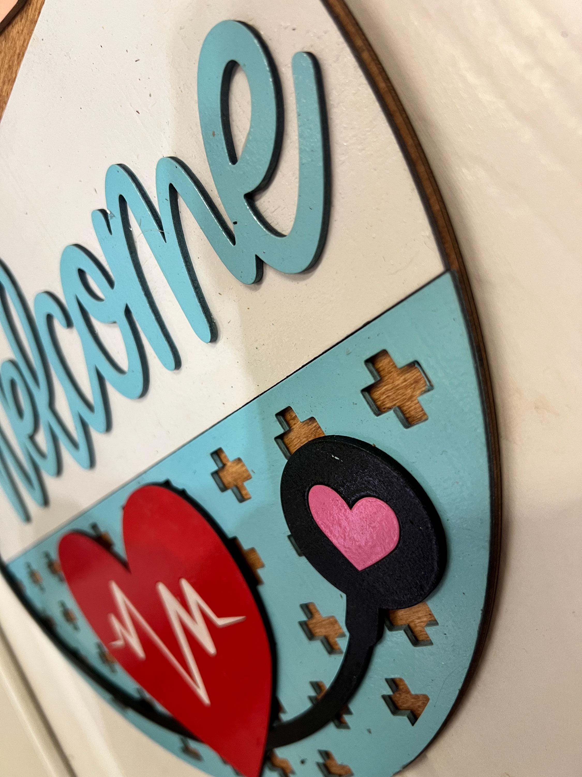 Medical Welcome Door Sign – Nurse Office Decor With Stethoscope ...