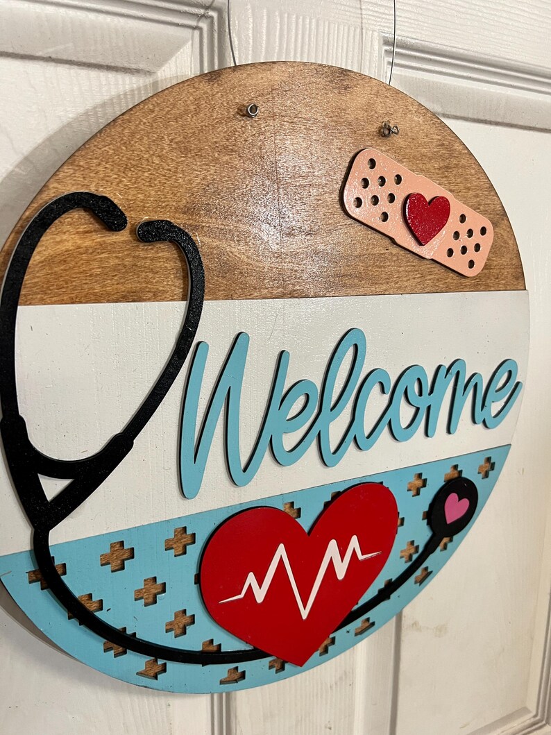 Medical Welcome Door Sign – Nurse Office Decor With Stethoscope ...