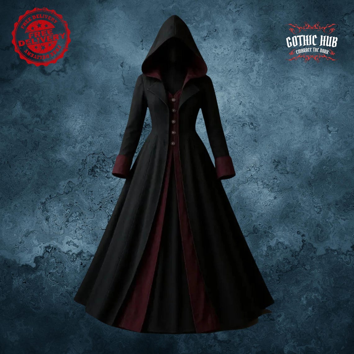 Gothic Hooded Trench Coat: Victorian Witchy Vampire Renaissance ...