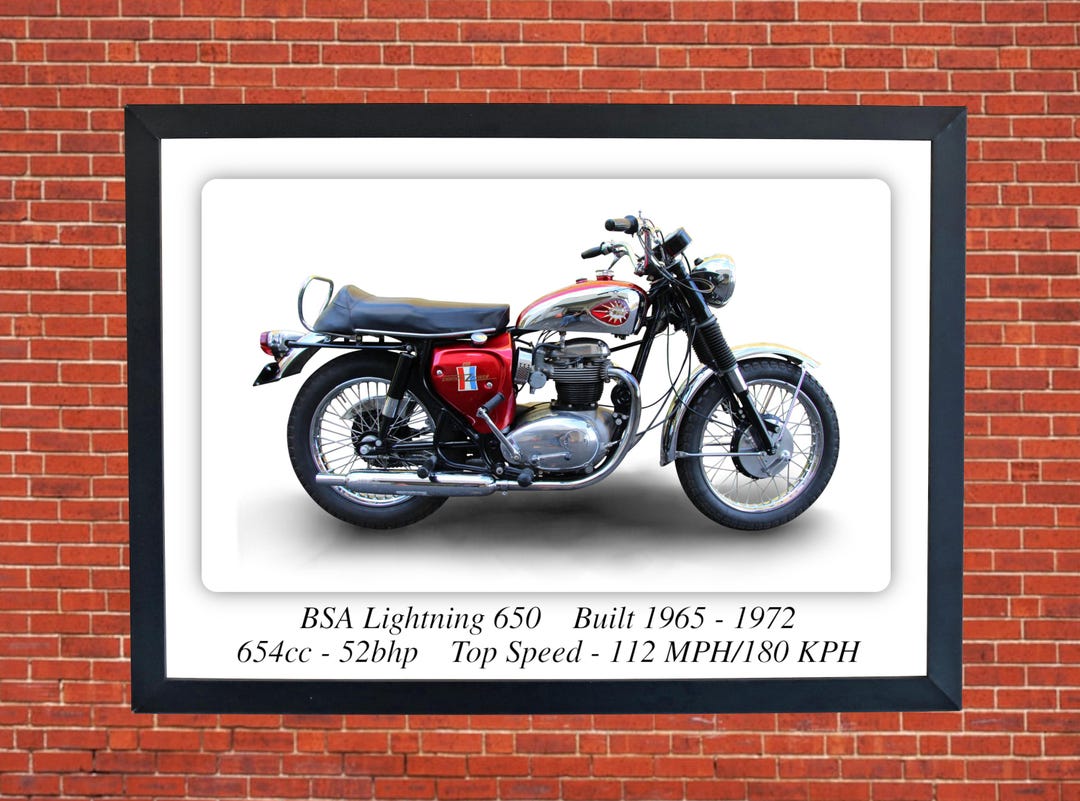 BSA Lightning 650 Motorbike Poster, Classic Motorcycle Posters, Vintage ...