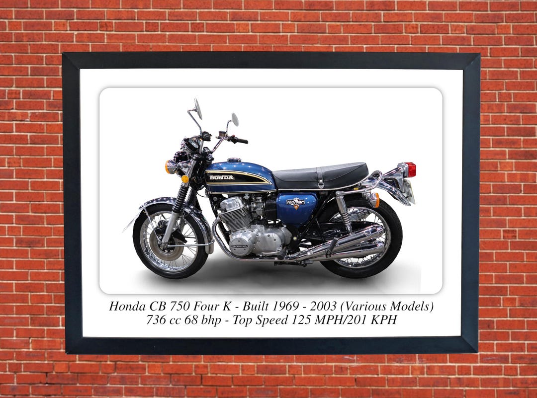 Honda CB750 Four Motorbike Poster, Classic Motorcycle Posters, Vintage ...