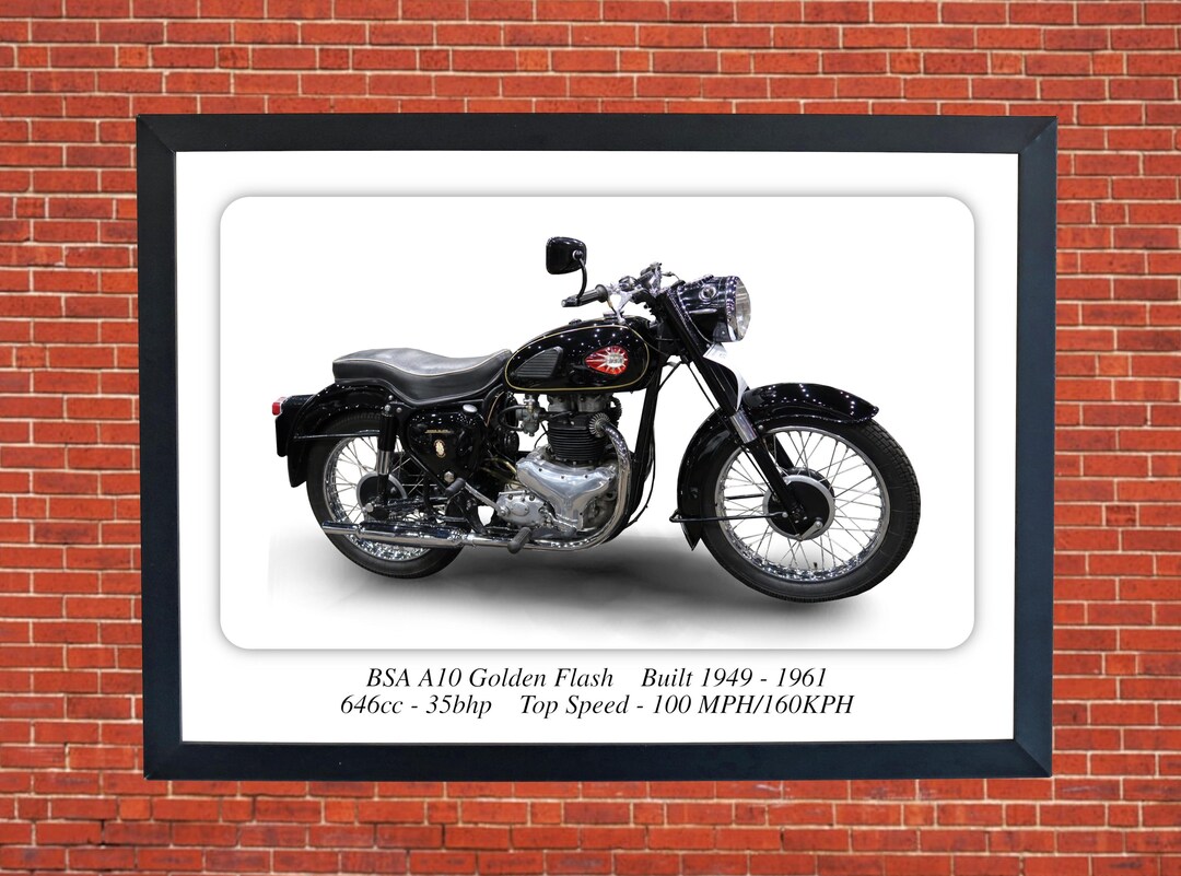 BSA A10 Golden Flash Motorbike Poster, Classic Motorcycle Posters ...