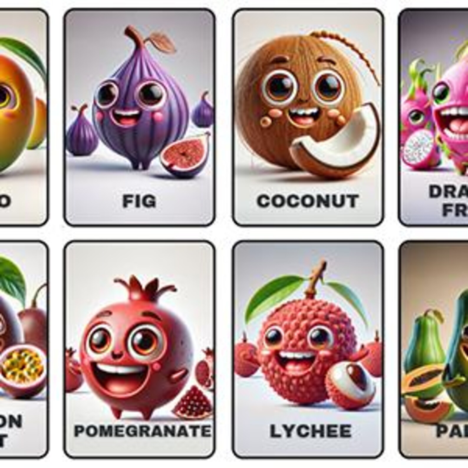 Fruit Flashcards | 24 Adorable Illustrated Digital Cards | Printable ...