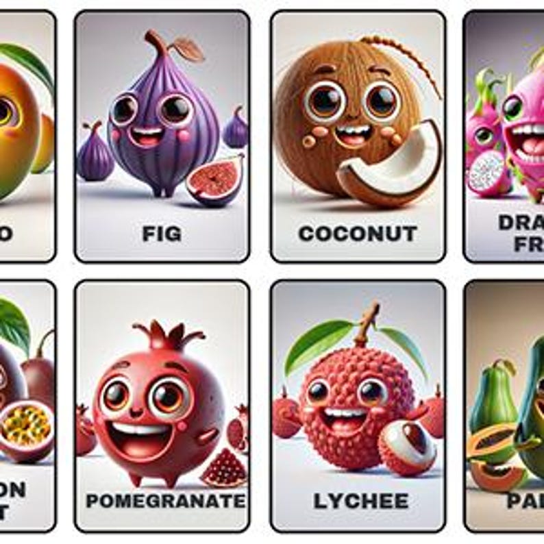 Fruit Flashcards | 24 Adorable Illustrated Digital Cards | Printable ...