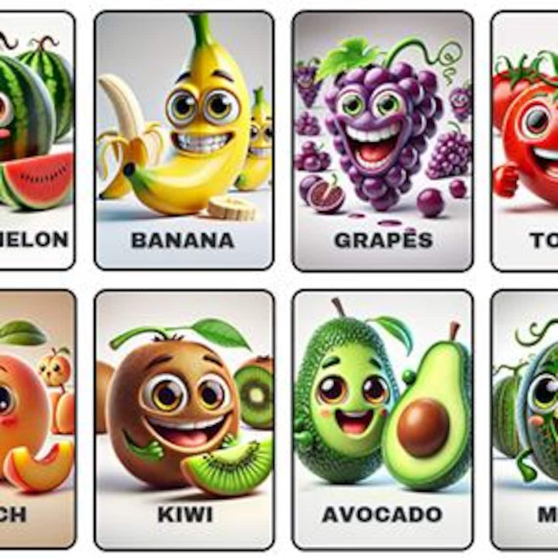 Fruit Flashcards | 24 Adorable Illustrated Digital Cards | Printable ...