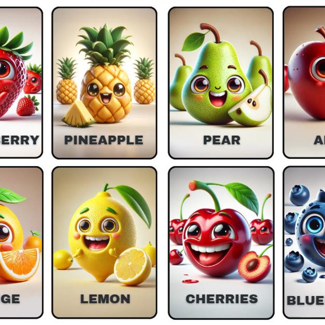 Fruit Flashcards | 24 Adorable Illustrated Digital Cards | Printable ...
