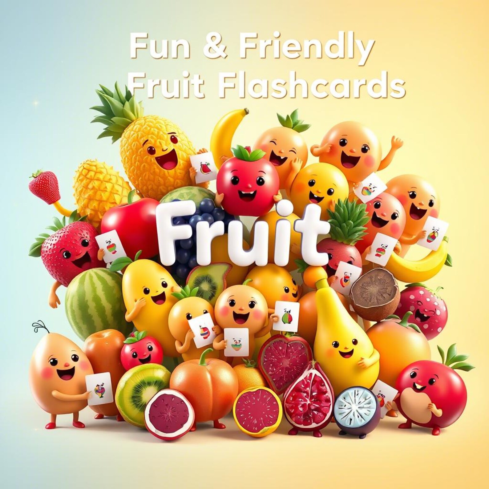 Fruit Flashcards | 24 Adorable Illustrated Digital Cards | Printable ...