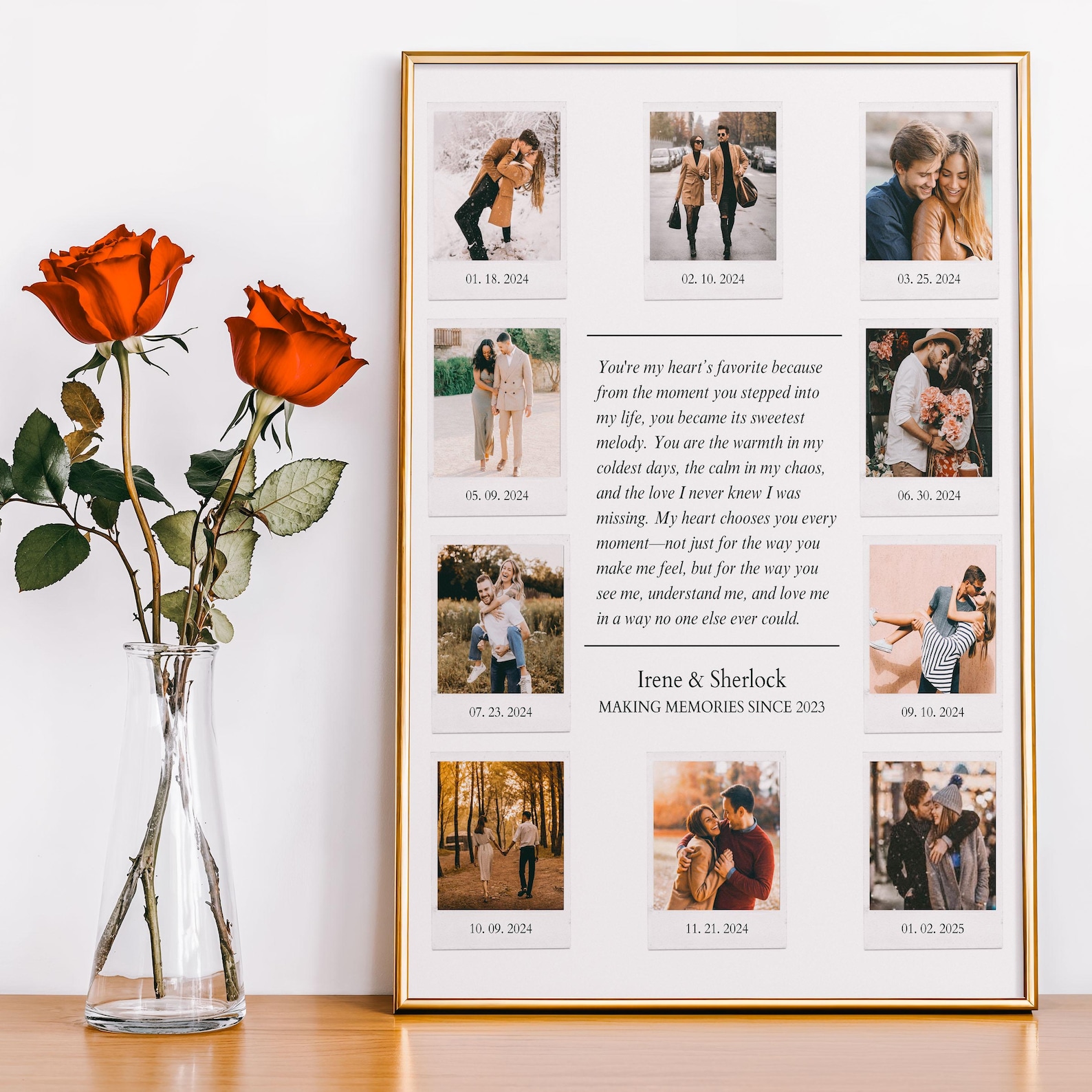 Custom Polaroid Photo Frame Collage. Wall Art, Gift for Wedding ...