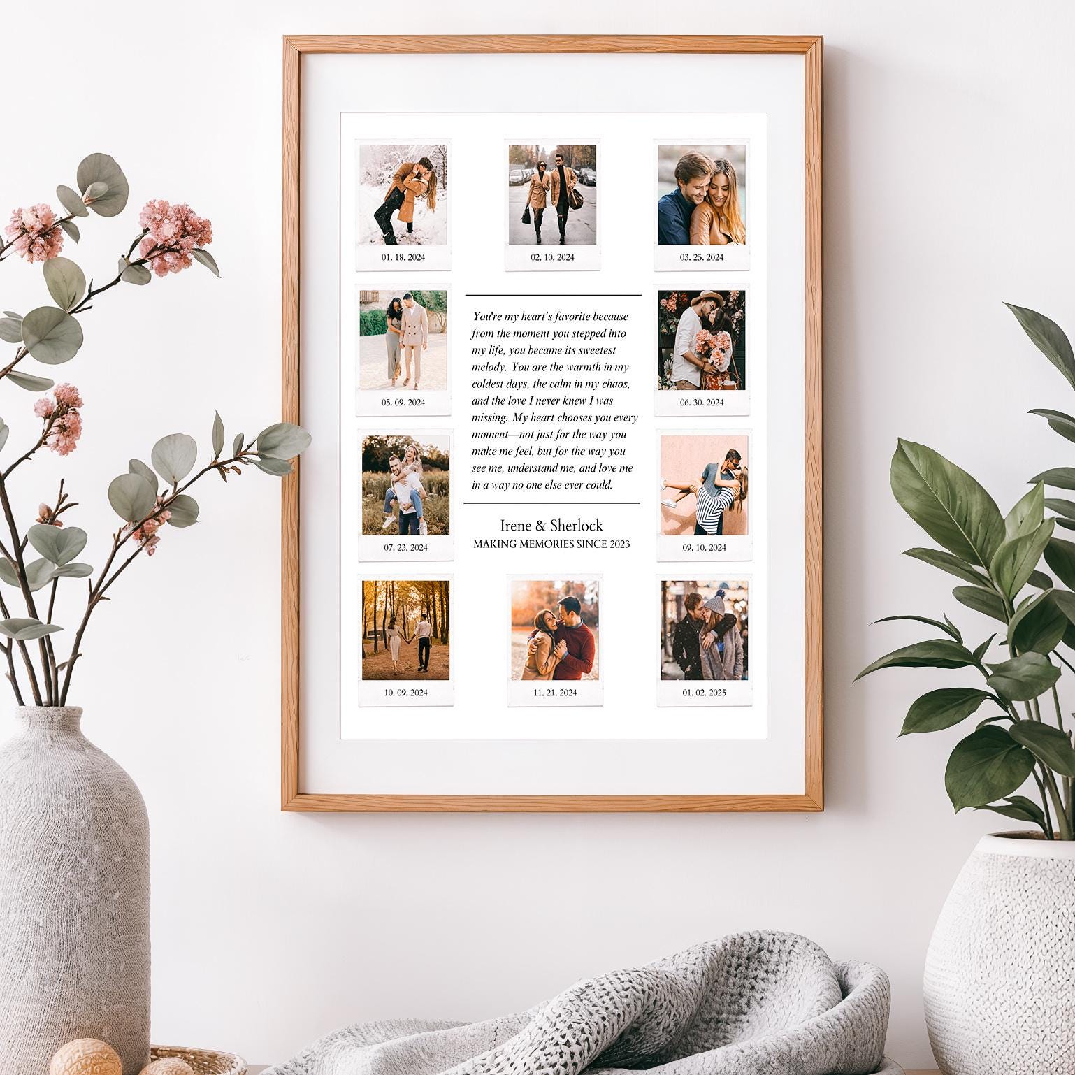 Custom Polaroid Photo Frame Collage. Wall Art, Gift for Wedding ...