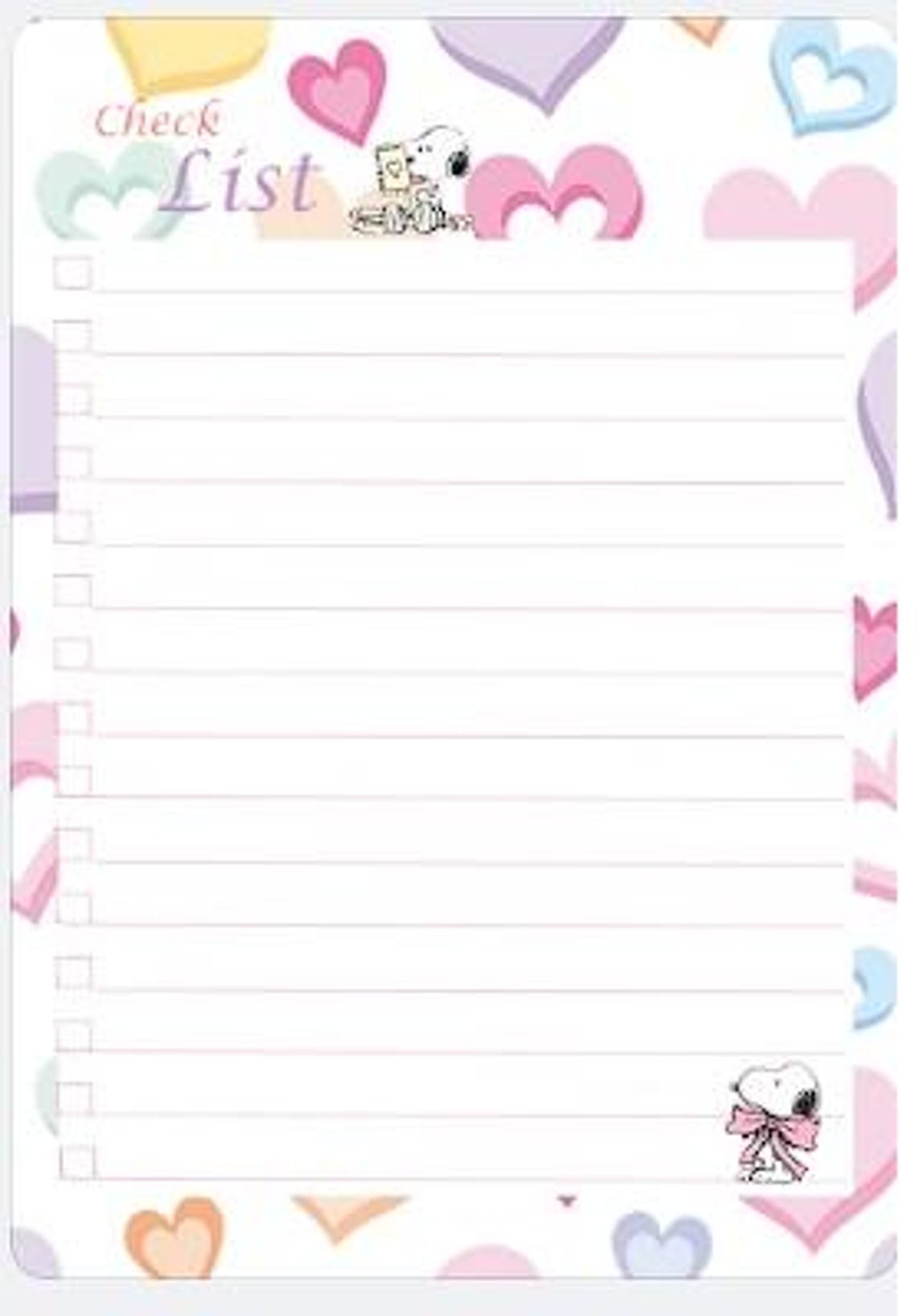 Checklist Pages for A5 Planners, Downloadable PDF, Snoopy. Printable ...