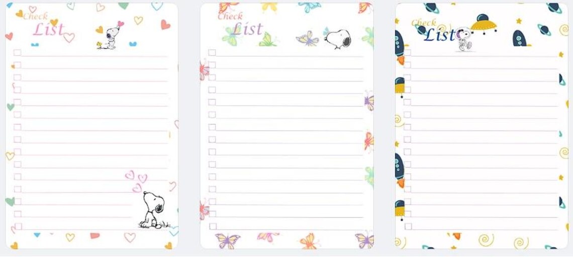 Checklist Pages for A5 Planners, Downloadable PDF, Snoopy. Printable ...