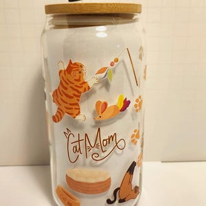 20 Oz Cat-themed Drinking Glass Cup- Perfect for Cat Lovers, Coffee ...