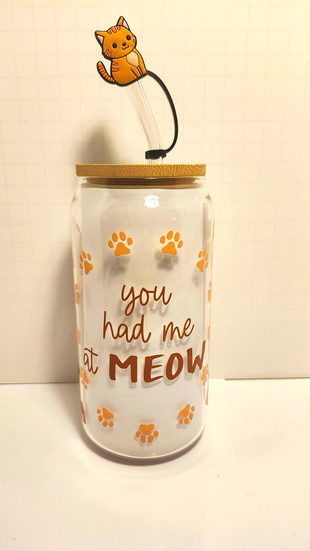 20 Oz Cat-themed Drinking Glass Cup- Perfect for Cat Lovers, Coffee ...