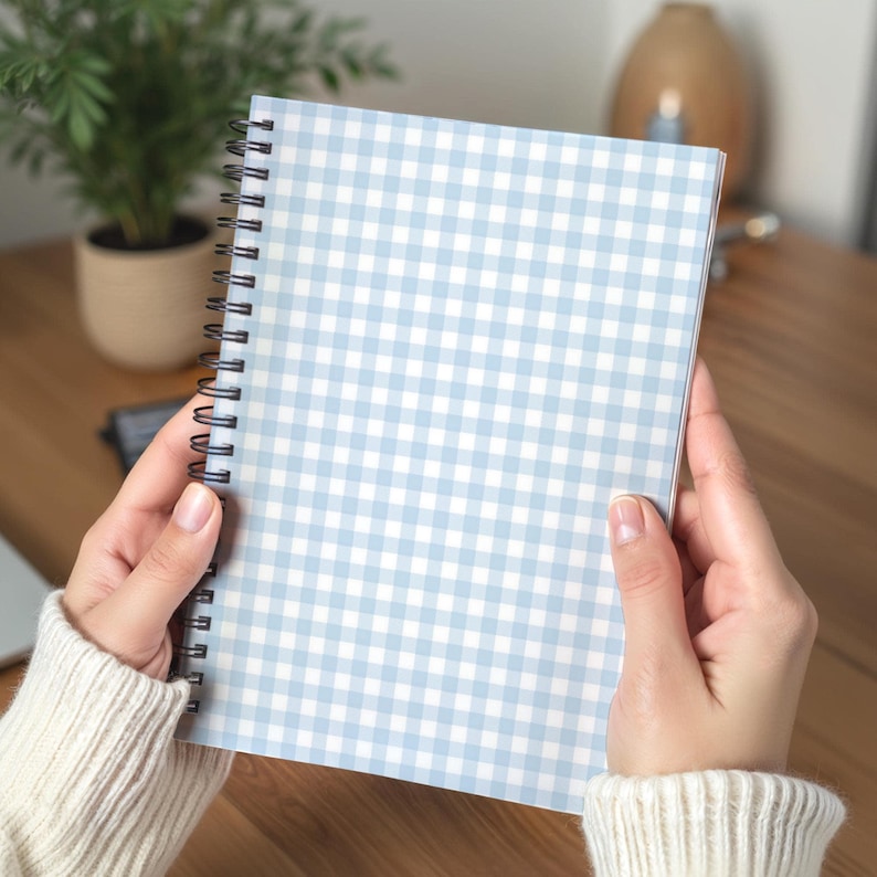 Powder Blue Gingham Journal: Preppy Hardback or Spiral Notebook - Etsy