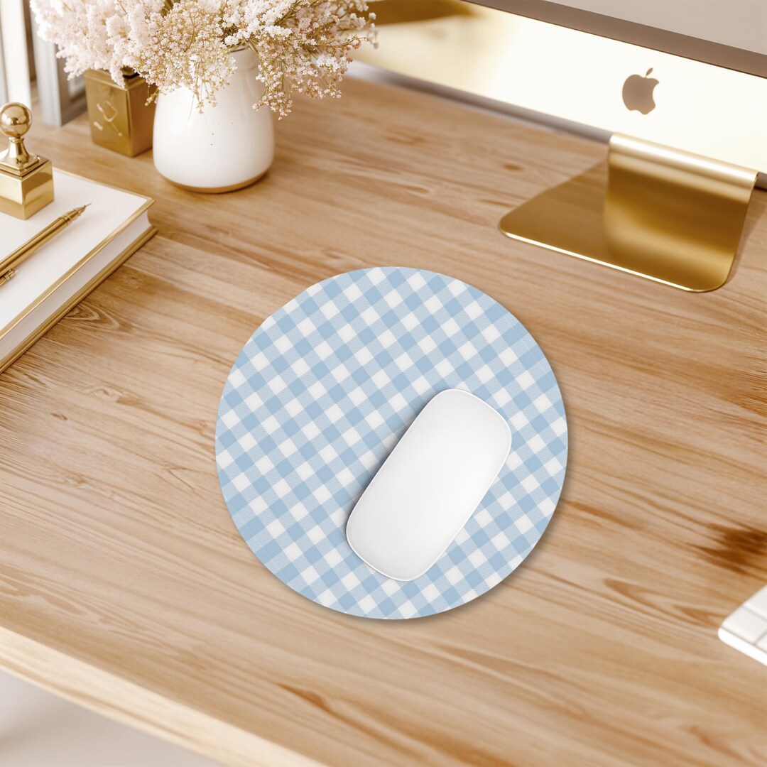Powder Blue Gingham Mouse Pad: Minimalist Desk Accessory - Etsy