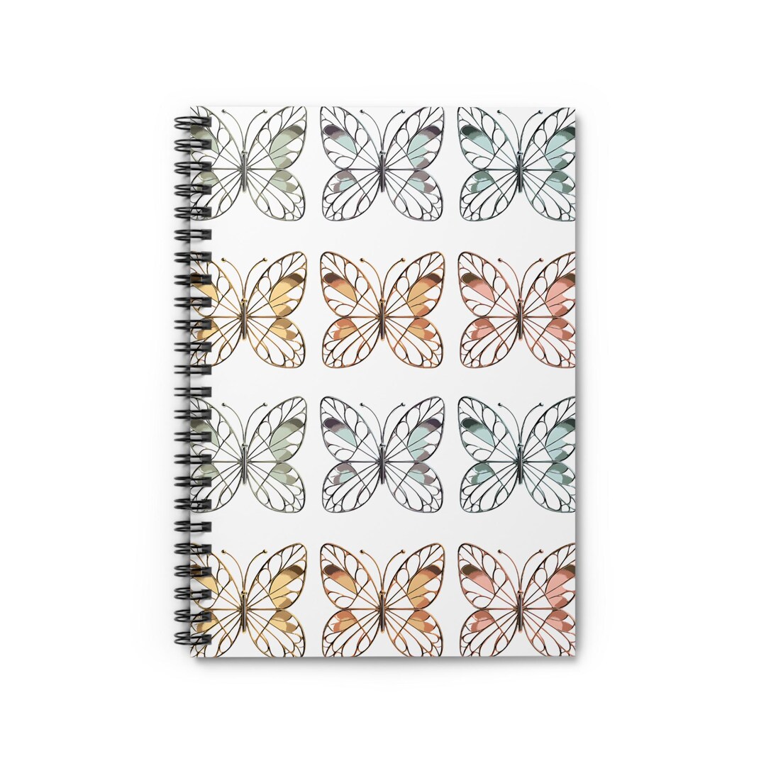 Spiral Notebook Butterflies in Color Gradient Design, Ruled Line ...