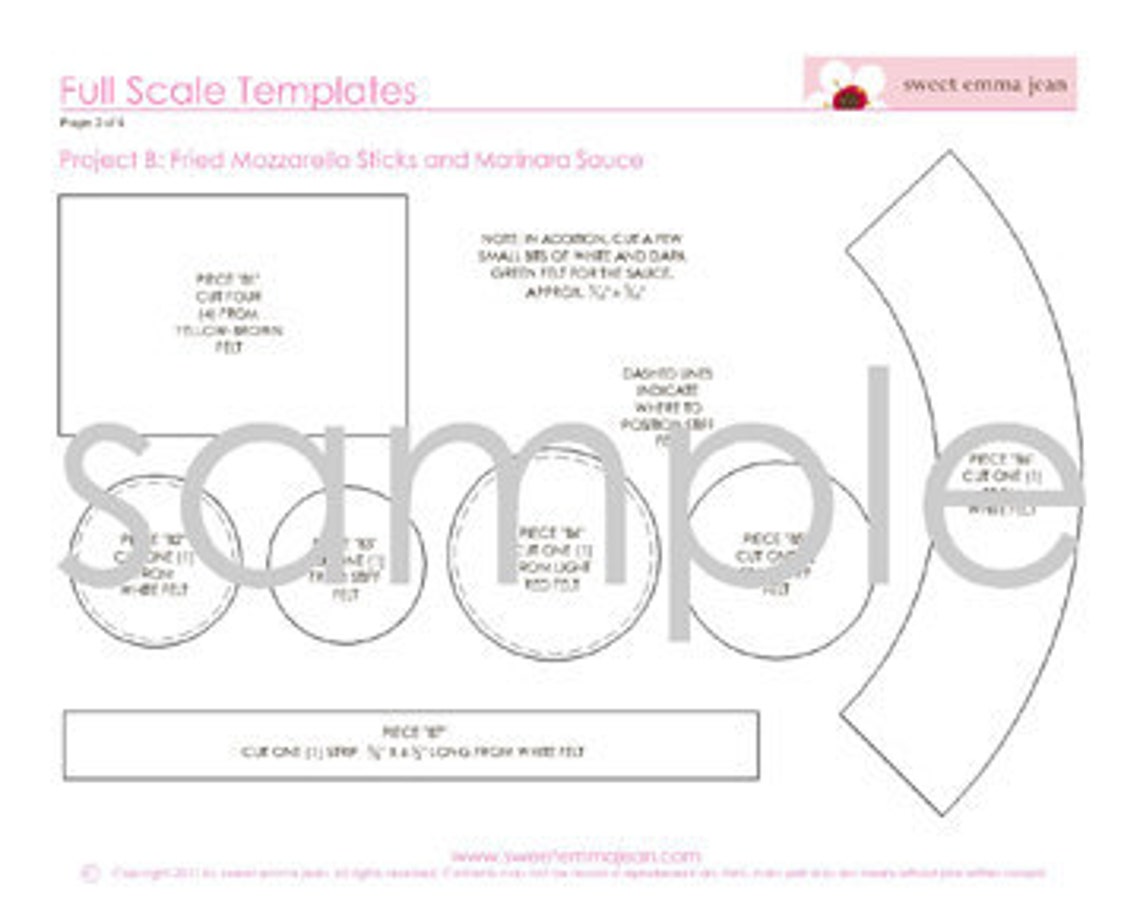 Felt Food Pattern Felt Pizza Party Set Pattern PDF DIY | Etsy