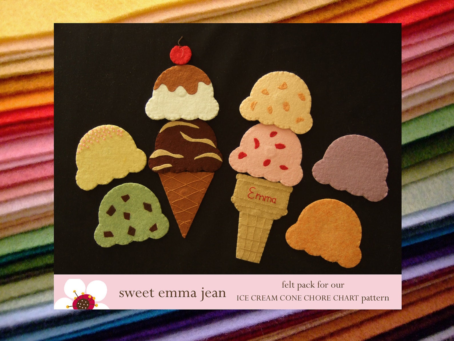 Felt Pack to Make Our Felt Ice Cream Cone Chore Chart - Etsy
