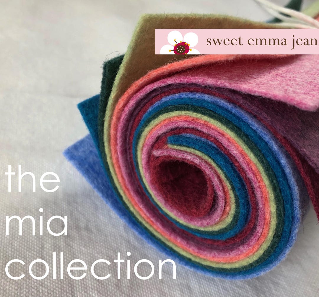 Wool Felt Sheets: the Mia Collection, Rainbow Heathered Colors (9x12, 8 ...