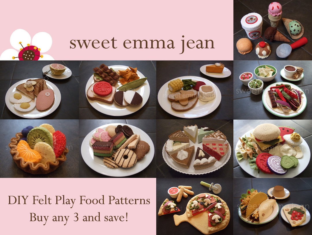 Felt Play Food Pattern Pdfs: Buy Any Three and Save (DIY) - Etsy