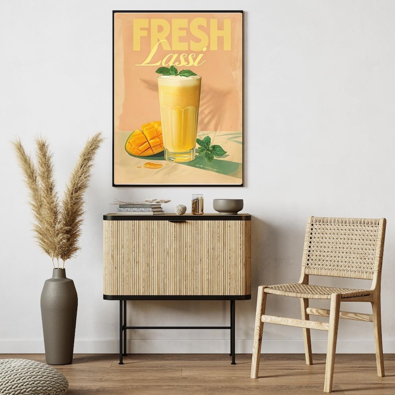 Mango Lassi Poster, Mid Century Modern, Digital Download, Asian Food ...