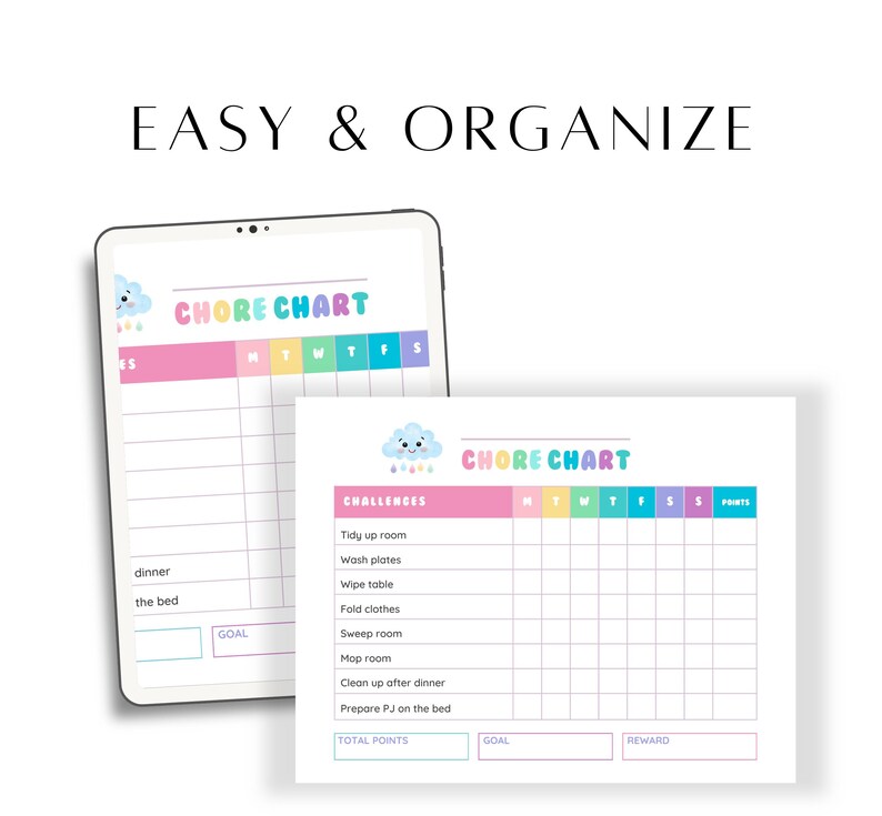 Editable Weekly Chore Chart for Kids|kids Weekly Responsibility Chart ...