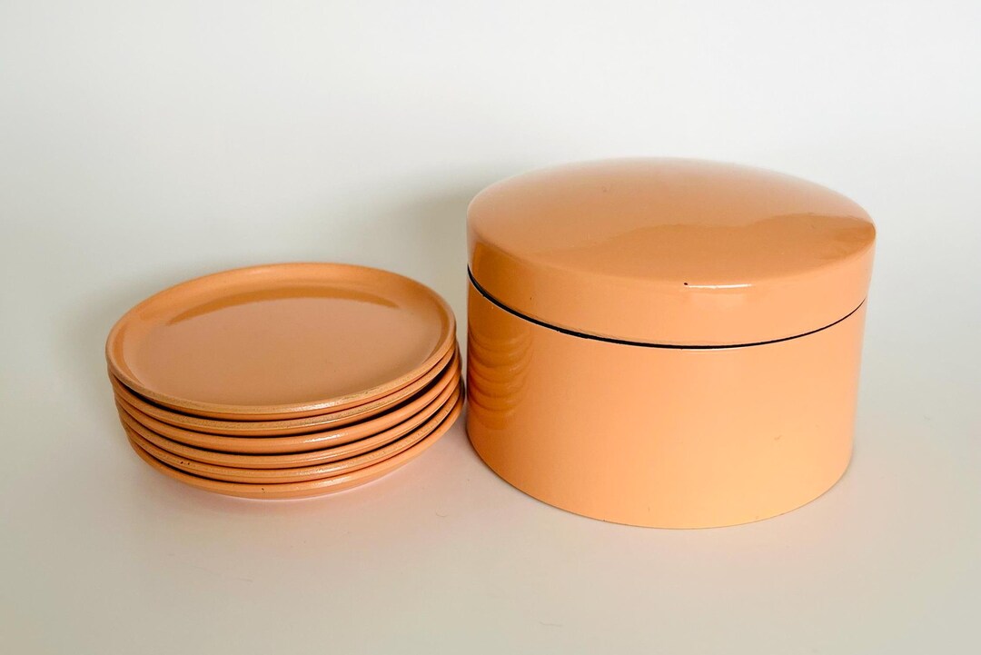 Coral Bakelite Coasters Made in Japan Set of 6 - Etsy
