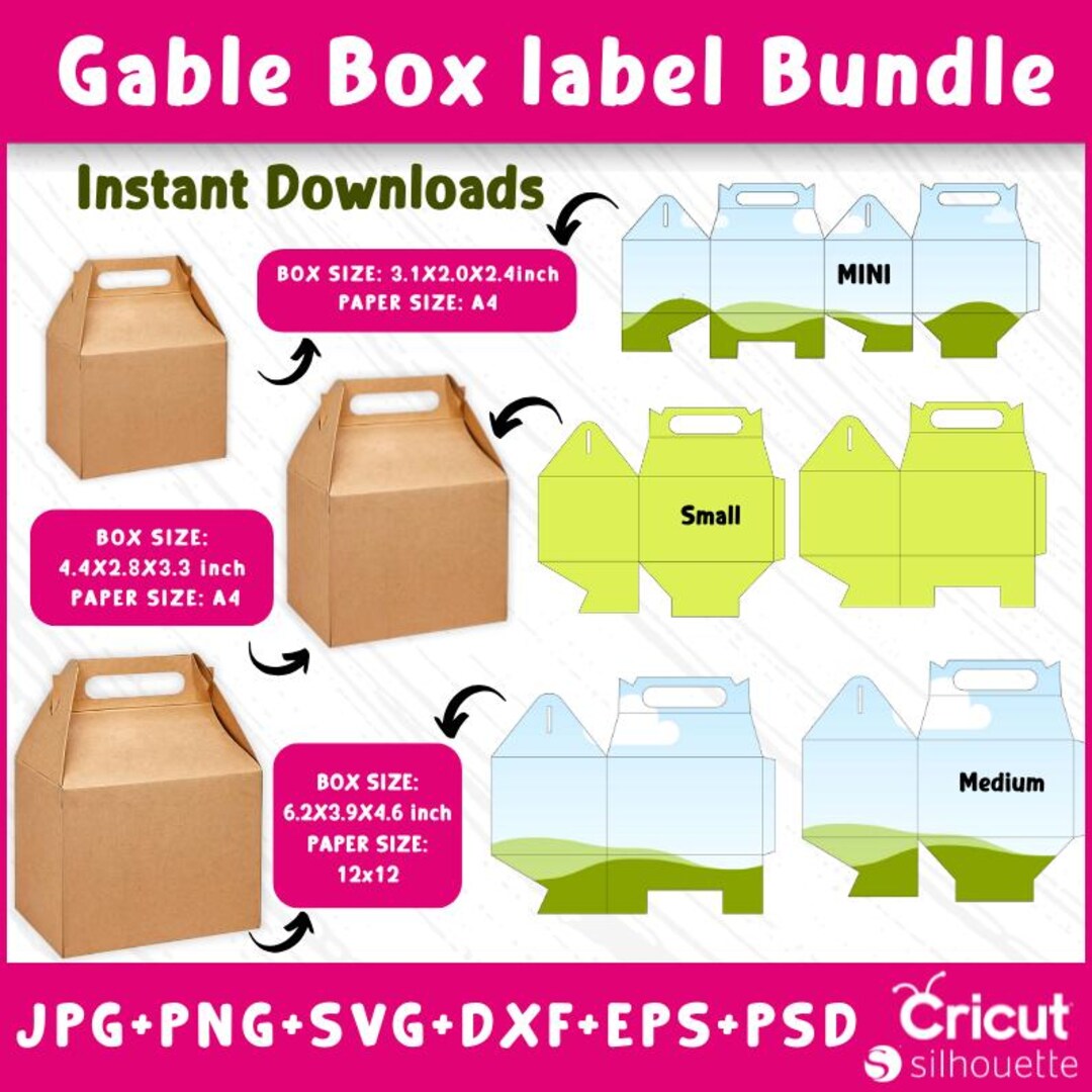 Gable Box Template Bundle , Box Svg, Gable Box Svg, Box Templates Svg ...