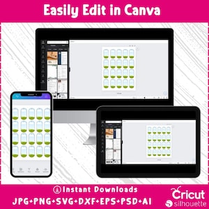 Dog Tag Label Template: Pet ID, Bone Tag, Canva Editable (digital ...