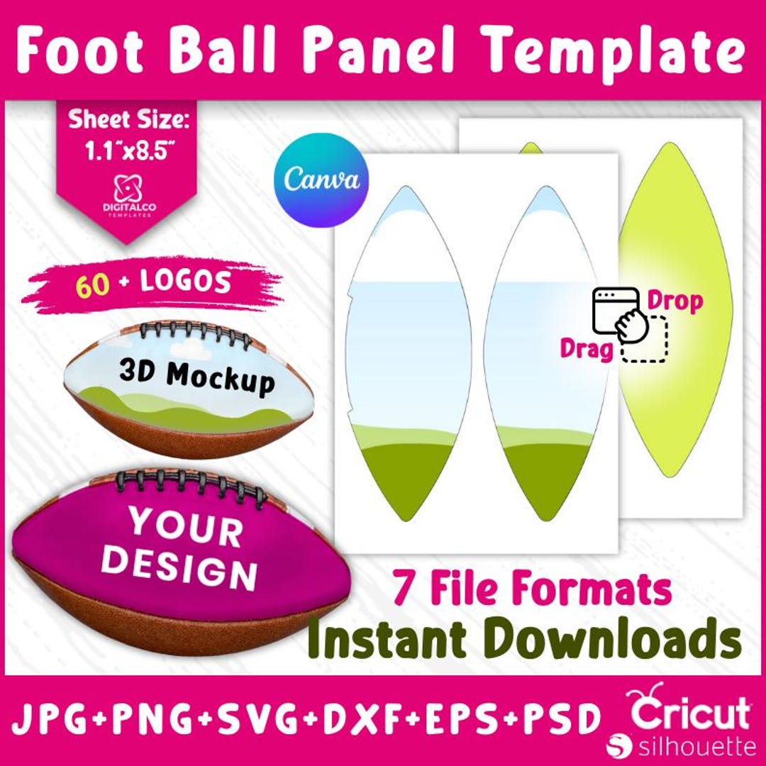 Football Panel Template: Photo Ball Wrap, Canva Drag & Drop (digital ...