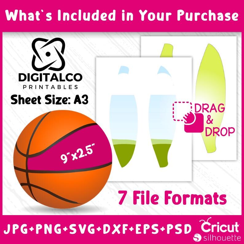 Basketball Canva Editable Template, 9x2.5 Inch Basketball Panel ...