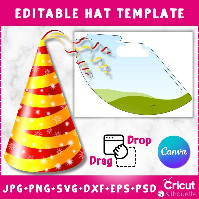 Party Cone Hat Template: Party Hat Template, Birthday Hat Template ...